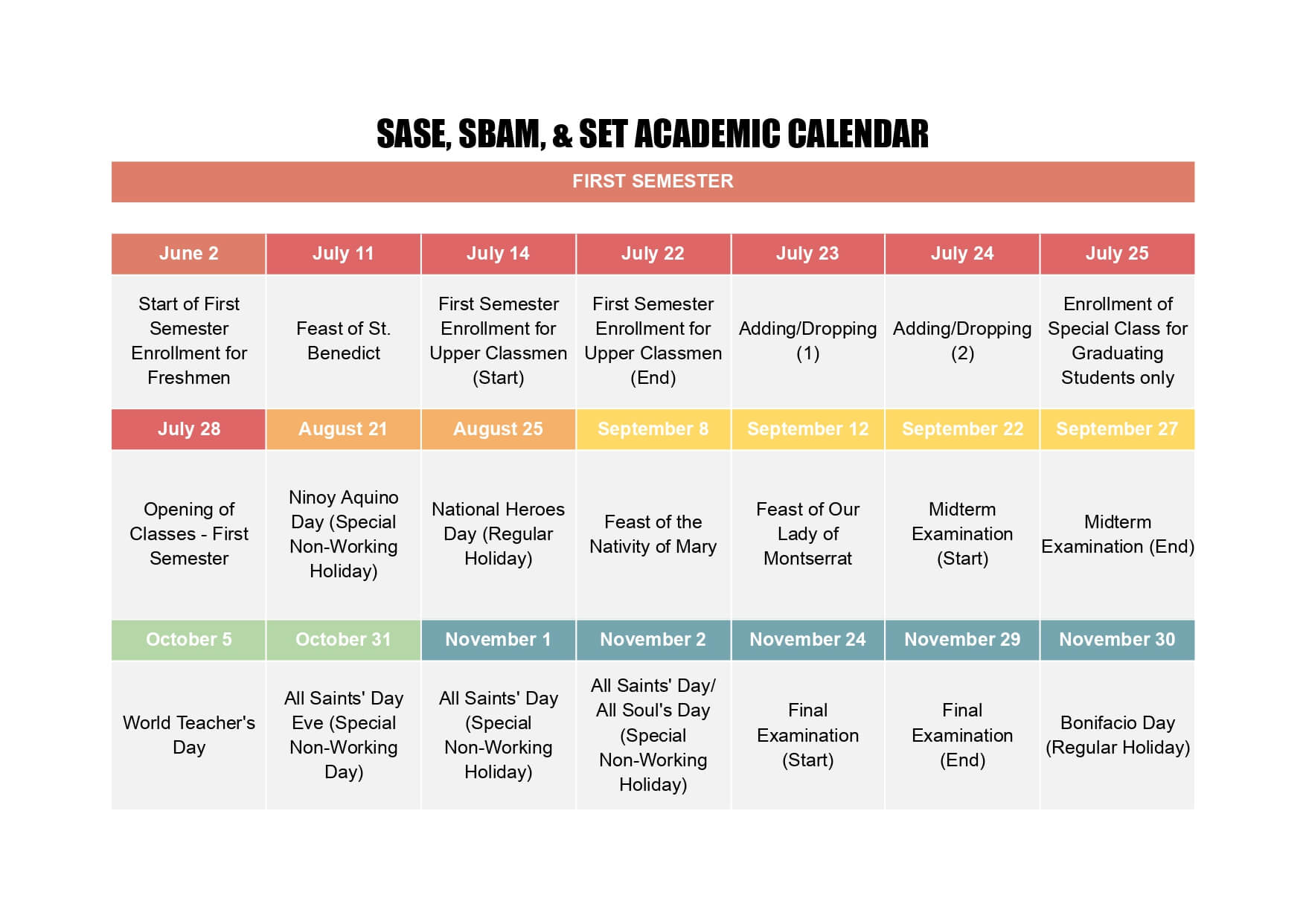 Academic Calendars - San Beda College Alabang